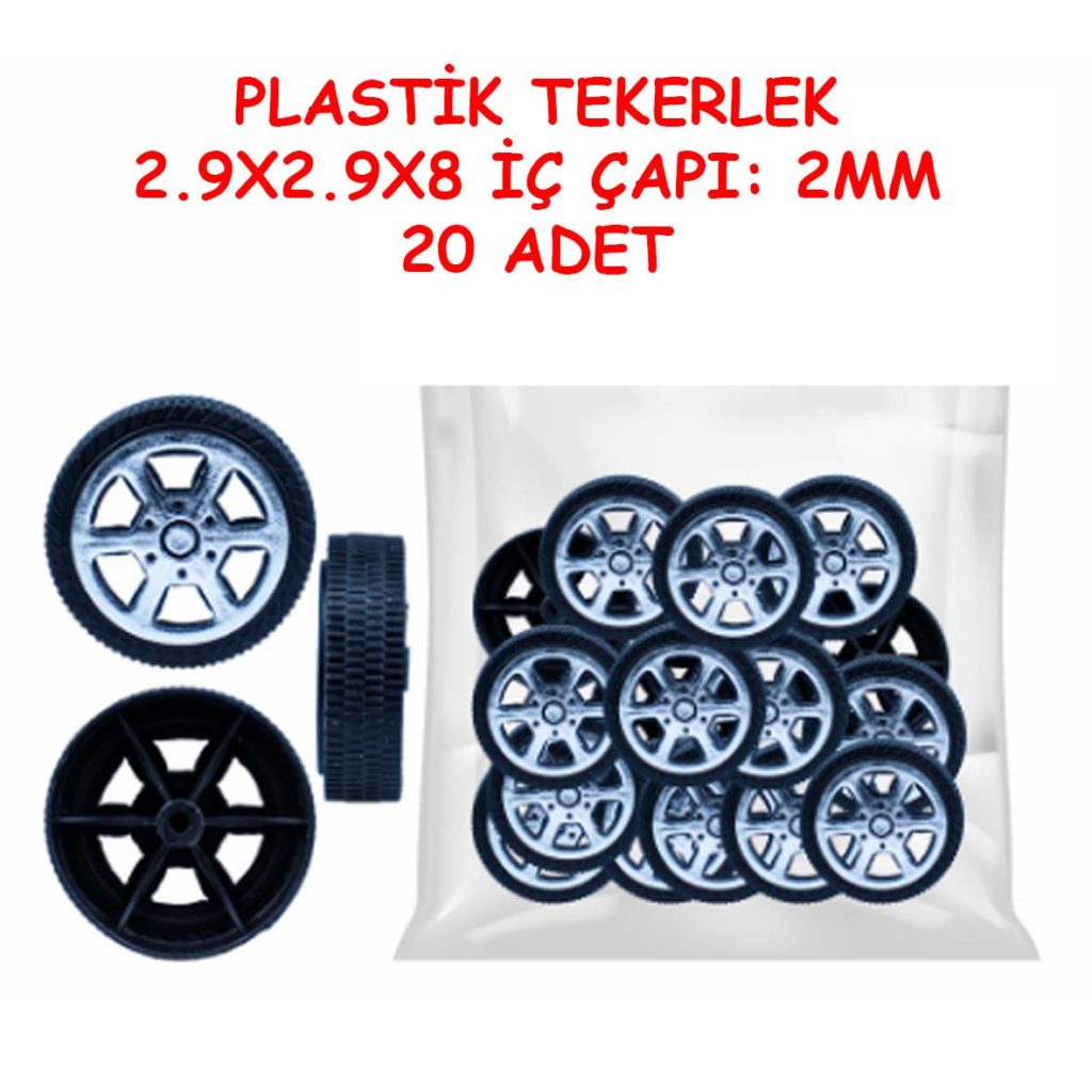 20 Adet Plastik Tekerlek 2,9 cm Çap – Mil Çapı 2mm Araba Yap Set - EmAy ...